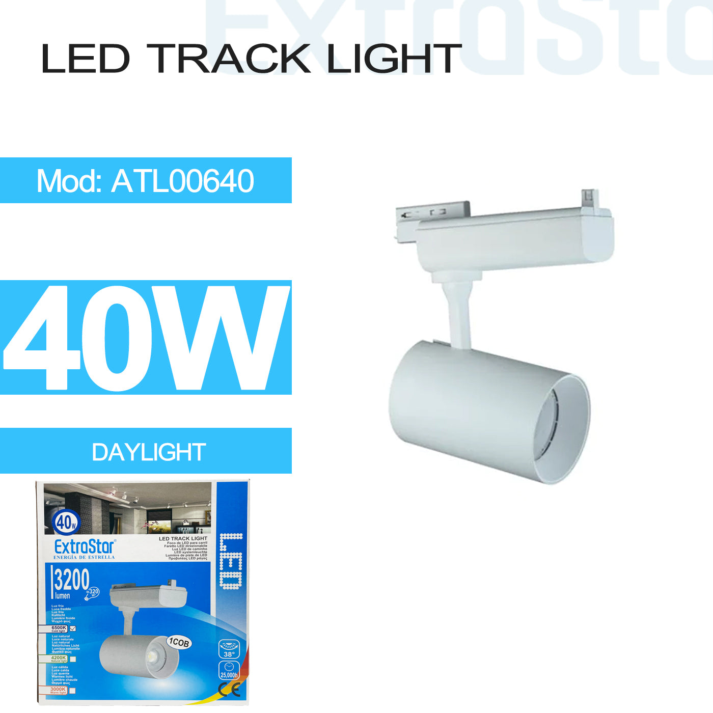 40W LED Track Light Daylight (ATL00640) – Extrastar Electrical Limited