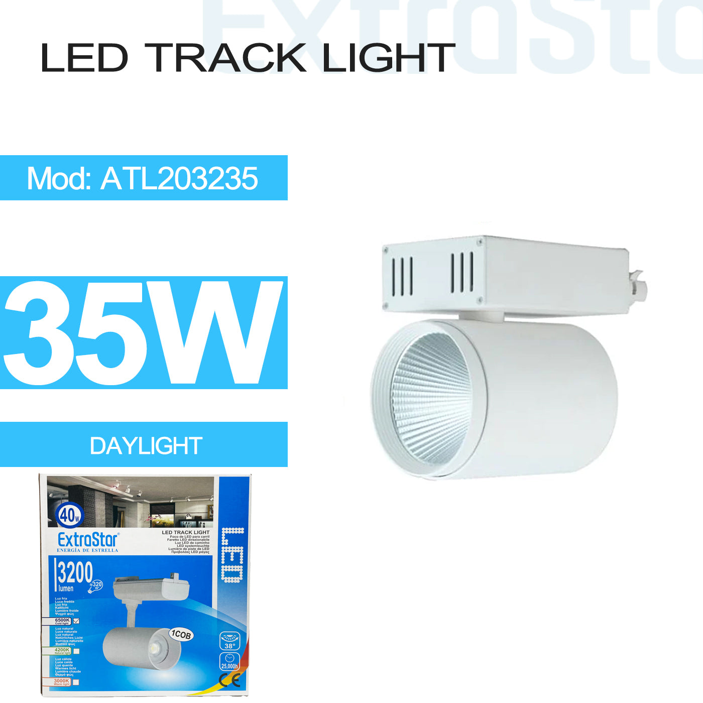 35W LED Track Light Daylight (ATL203235) – Extrastar Electrical Limited